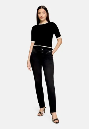 Betty Barclay Boyfriend-Jeans BETTY BARCLAY Damen mit Nieten, Damen, Gr. 36, Normalgr&ouml;&szlig;en, schwarz (schwarz denim), Denim/Jeans, Obermaterial: 99% Baumwolle, 1% Ela