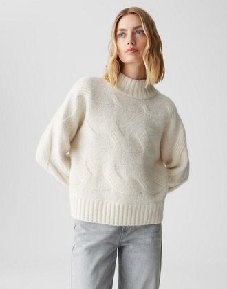 OPUS Strickpullover PORTREE Regular Fit mit Zopfmuster lockere Passform, weicher Griff, wärmend