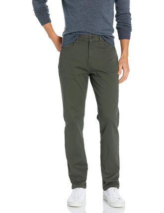 Amazon Essentials Herren 5-Pocket-Chinohose, Komfortabler Stretch, Sportlich Geschnitten (Früher Goodthreads), Olivgrün, 36W / 30L