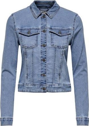 Jacqueline de Yong Veste en Jean Denim Moderne avec Coupe Classique et Boutons, Couleurs:Bleu-3, Taille:M