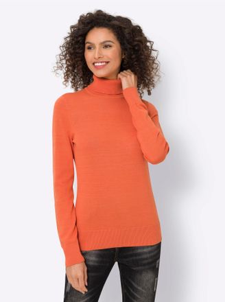 Heine Rollkragenpullover HEINE Rollkragen-Pullover, Damen, Gr. 34, orange, 100% Baumwolle, unifarben, Pullover Rollkragenpullover, Topseller