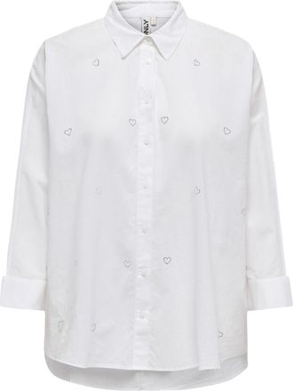 Only Damen Onlnew Lina Grace Ls Emb Shirt Noos WVN Knopfverschluss Box Fit Hemd Mit Langen Ärmeln, Bright White, XX-Large