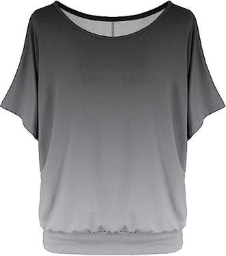 Generic T-shirt surdimensionn&eacute; &agrave; manches chauve-souris pour femme 2026, Noir, XXL