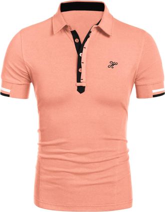 Coofandy Poloshirt Herren Kurzarm Golf T-Shirt M&auml;nner Polohemd Sommer Muscle Shirts Sports Polo Slim Fit Bohnenbreirot XXL