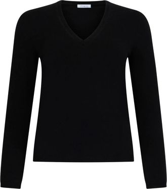 Malo Femme, Pulls, Noir, Taille: 40 FR Pull &agrave; col en V &agrave; manches longues