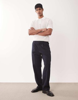 Selected Pantalon ample - Bleu marine
