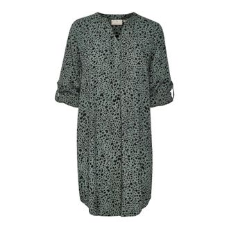 Kaffe Femme, Robes, Vert, Taille: 36 FR Robe Chemise Imprim&eacute; Leo Vert/Noir