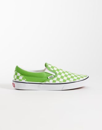 Vans Baskets &agrave; enfiler &agrave; motif damier - Vert et blanc