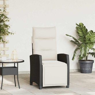 vidaXL Vidaxl - Gartensessel mit Beistelltisch Verstellbar Schwarz Poly Rattan