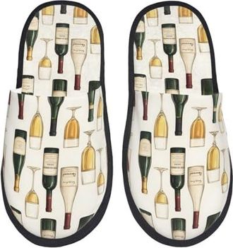 Generic Pantoufles Unisexes Imprimé Champagne Vin Rouge Chaussons Lavable Confort Pantoufles Pour Invités, Pour Fête, Femmes, Intérieur Extérieur, L