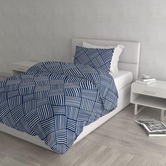 Italian Bed Linen Dafne Bettwäsche-Set, Bedruckt, Mikrofaser, Citylife Blue, Einzelbett