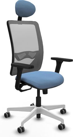 Piqueras y Crespo Leiser Stuhl mit Rollen Zulema mit 3D-Armen, h&ouml;henverstellbarer Lendenwirbelst&uuml;tze und festem Kopfteil, ausgestattet mit 3 Positionen und Schneidschau