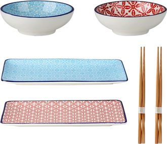 VANCASSO Sushi Set porzellan, MACARON japanische Ess Service, 6-teilig Geschirr-Set für 2 Personen