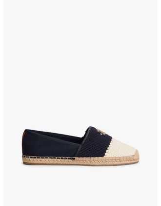 Tommy Hilfiger Gewebte Espadrilles mit Colourblock-Design in Blau-Bunt und Logo-Plakette