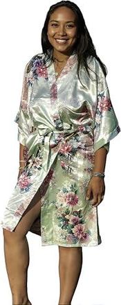 CCCollections Motif Paon et Fleurs, 16 Couleurs diff&eacute;rentes, Lingerie, Nuisette, Robe de Chambre, Demoiselle dhonneur, Enterrement de Vie de Jeune Fille (Vert Clair