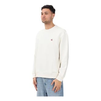 Calvin Klein Jeans Homme, Sweatshirts et sweats &agrave; capuche, Blanc, Taille: M Relaxed Monogram SweaT-shirt