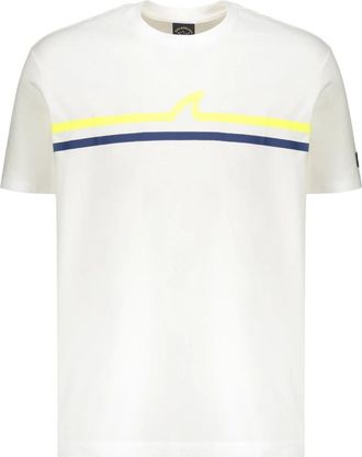 Paul & Shark Homme, Tops, Blanc, Taille: 2XL T-Shirt &agrave; Rayures D&eacute;coratives