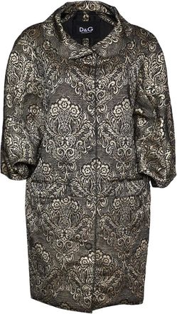 Dolce & Gabbana manteau tiss&eacute; &agrave; d&eacute;tails en brocart - Marron