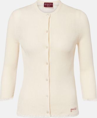 Gucci Cardigan aus Baumwolle mit Spitze