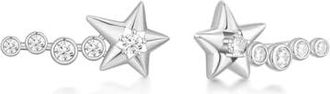 Ania Haie Boucles doreilles Melodic Poet Sparkling Meteor en forme détoile filante, en argent sterling, serties de 10 zircons, longueur 20 mm, avec emballage ca