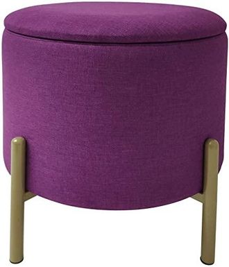 Echtwerk Pouf Logan, avec Espace de Rangement, Couvercle Amovible, Coffre de Rangement Rond, avec Pieds en Bois, Convient pour la Chambre &agrave; Coucher et Le Salon