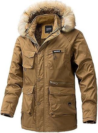 Generic Manteau Hiver Homme,Trench-Coat d&eacute;contract&eacute; en coton pour hommes avec ceinture et fermeture &eacute;clair coupe structur&eacute;e et poches imposant coutures lat&eacute;ra