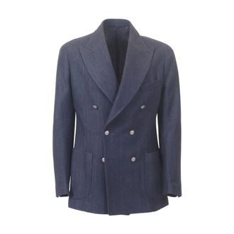 Barba Doppelreihiger Wintermantel in Blau - - Jackets - Herren - Blau - M