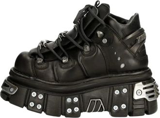 New Rock Femme, Chaussures, Noir, Taille: 36 EU Ankle Boot Tower With Laces