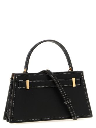 Tory Burch Womens Lee Radziwill Top Handle Bag Black Cow Leather