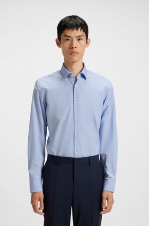 HUGO BOSS Langarmhemd HUGO Kenno, Herren, Gr. 44, N-Gr, light, pastel blau459, Web, Obermaterial: 100% Baumwolle, unifarben, slim fit normal, Rundhals, 2-Knopf-