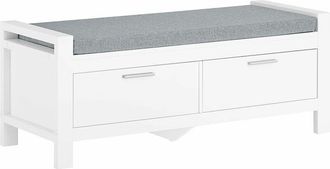 SoBuy FSR74-W Sitzbank mit Stauraum mit 2 Schubladen Bettbank mit Sitzfläche Garderobenbank Schuhbank Belastbarkeit 120 kg Weiß bht ca.: 100x40x40cm - Sobuy