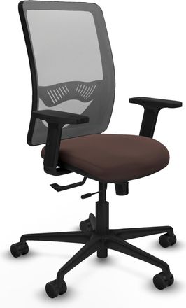 Piqueras y Crespo Arbeitsstuhl mit Rollen Zulema mit 2D-Armen, h&ouml;henverstellbare Lendenwirbelst&uuml;tze, ausgestattet mit Syncro/Traslack und Schneideschaum, Grau/Dunkelbra