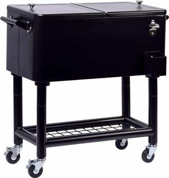 Dobar Edelstahl-Servierwagen Fidschi mit Ablagefl&auml;che, rollbarer K&uuml;hlwagen f&uuml;r Getr&auml;nke und Speisen, 91 x 48 x 46 cm, 76 Liter