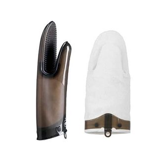 Mastrad Gant Silicone et Coton - Orka TEX - Rainures Anti-D&eacute;rapantes - Tr&egrave;s R&eacute;sistant - 30 cm - Noir