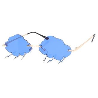 BESPORTBLE JOINPAYA Lunettes de Soleil sans Monture Unisexes en PC Bleu Profond Verres Irr&eacute;guliers de Nuage et &Eacute;clair Accessoires pour F&ecirc;tes et Photos L&eacute;g&egrave;res et