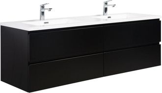 Badplaats Badezimmer Badm&ouml;bel-Set Angela 160cm - Mat Schwarz - Unterschran