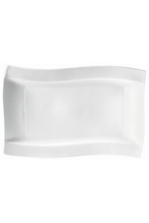 Novel Speiseteller Swing, Wei&szlig;, Keramik, Wellen, rechteckig, 22x33 cm, Lfgb, Essen & Trinken, Geschirr, Teller, Speiseteller