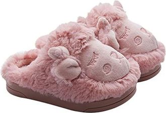 Frcolor 1 Paire Pantoufles En Coton Pour Adultes Femme Duveteux Pantoufles De Dessin Anim&eacute; Pantoufle Adulte Adultes De Chaudes Semelle : Rose