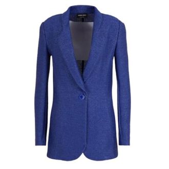 Giorgio Armani Femme, Vestes, Bleu, Taille: 34 FR Veste Jacquard &agrave; Effet Raphia