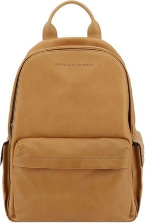 Brunello Cucinelli Homme, Sacs, Brun, Taille: ONE Size Sac &agrave; dos en cuir &eacute;l&eacute;gant avec poches