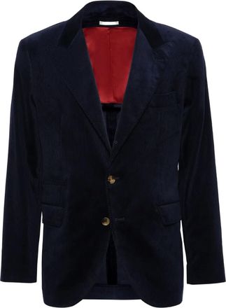 Brunello Cucinelli Sakko aus Samt mit zwei Knöpfen - Blau