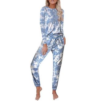 Generic Surv&ecirc;tement pour femme - Ensemble complet &agrave; manches - 2 pi&egrave;ces - Poche de loisirs - Pantalon de surv&ecirc;tement pour femme - Ensemble de sport pour femme,