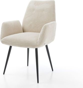 DELIFE Esszimmerstuhl Zoa-Flex Cord Beige 4-Fuß konisch Schwarz Taschenfederkern, Esszimmerstühle