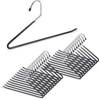 Relaxdays 100 x Hosenb&uuml;gel rutschfest, Kleiderb&uuml;gel f&uuml;r Hosen, gummiert, aus Metall, platzsparend, gro&szlig;es Set, 35 cm breit, schwarz