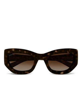 Gucci lunettes de soleil &agrave; monture papillon - Marron