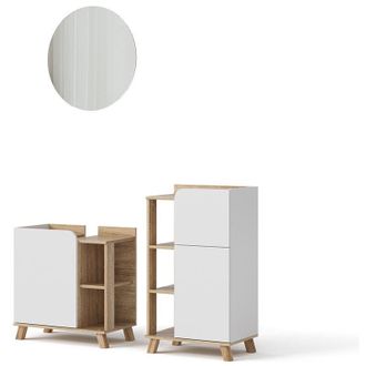 Vicco Ensemble de meubles de salle de bain Karen, Sonoma/blanc, 3 pi&egrave;ces, avec armoire centrale