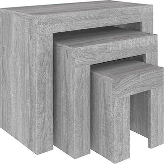 vidaXL Tables Basses Gigognes 3 pcs Tables dAppoint Bouts de Canapé Meubles de Salon Salle de Séjour Intérieur Sonoma Gris Bois dIngénierie