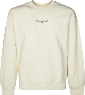 Maison Kitsun&eacute; Homme, Sweatshirts et sweats &agrave; capuche, Blanc, Taille: M Felpa Girocollo Overlogo Paris