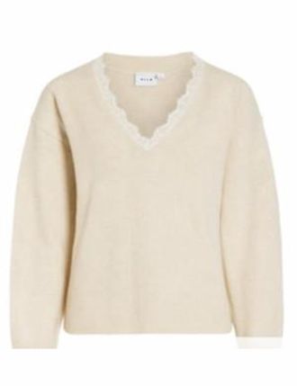 Vila Viliga L/S V-Neck Lace Knit Top - Noos
