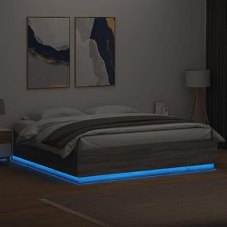 Festnight Bett mit Led Beleuchtung 180x200 cm Bettgestell Holz Bettrahmen ohne Kopfteil Doppelbett Einzelbett Jugendbett Holzbett Einzelbetten Schlafzimmer Bett